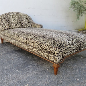 French Leopard Print Long Wide Fainting Couch Chaise Lounge 5538 ...
