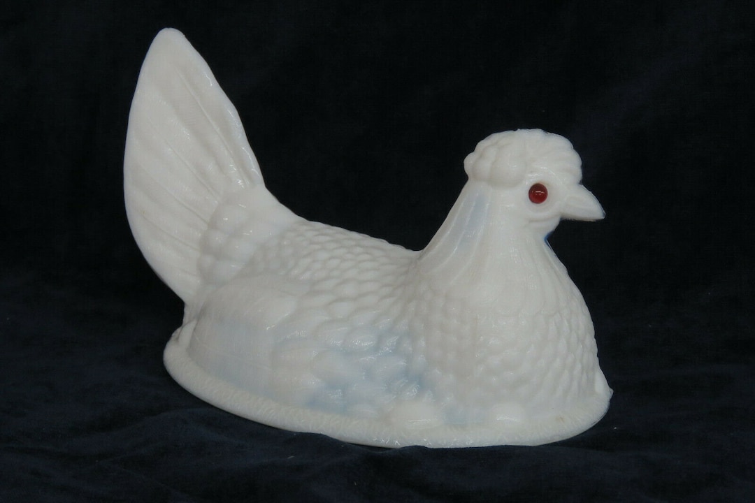 White Milk Glass Turned Head Hen on Nest Chicken Lid Only 2036B - Etsy