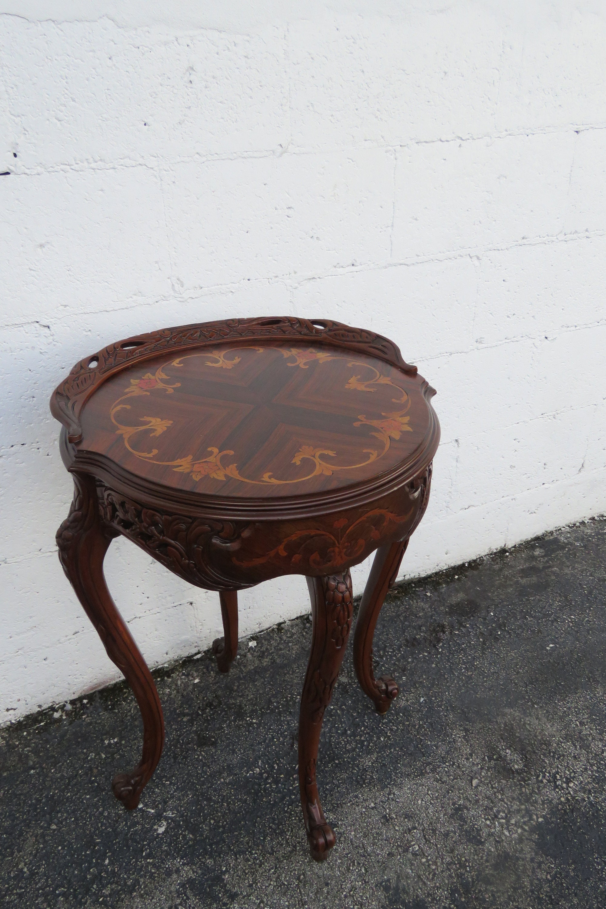 French Early 1900s Hand Carved Inlay Side End Tables a Pair - Etsy