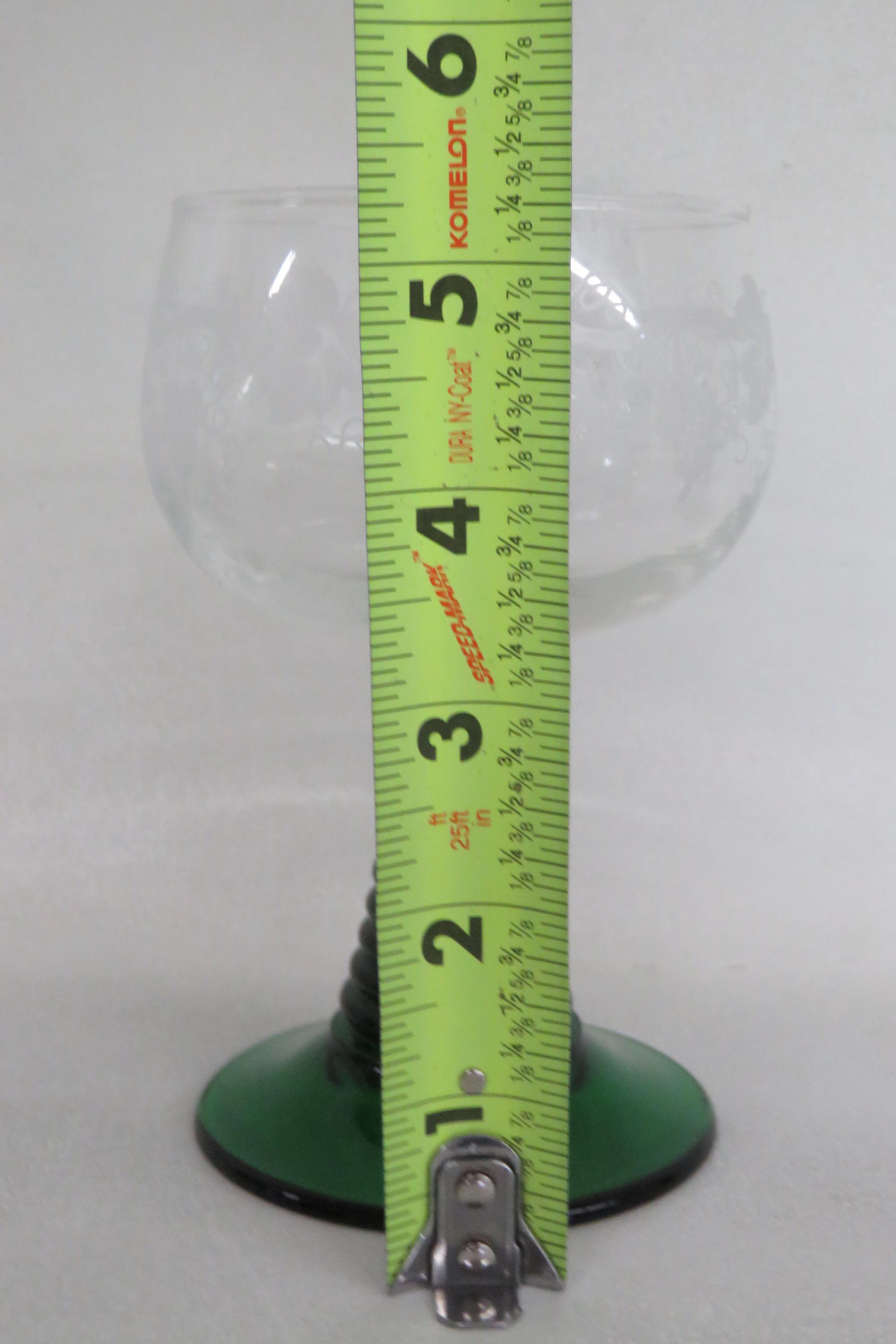 Luminarc Etched Emerald Green Beehive Stem Wine Glass Set of Five 4093B ...