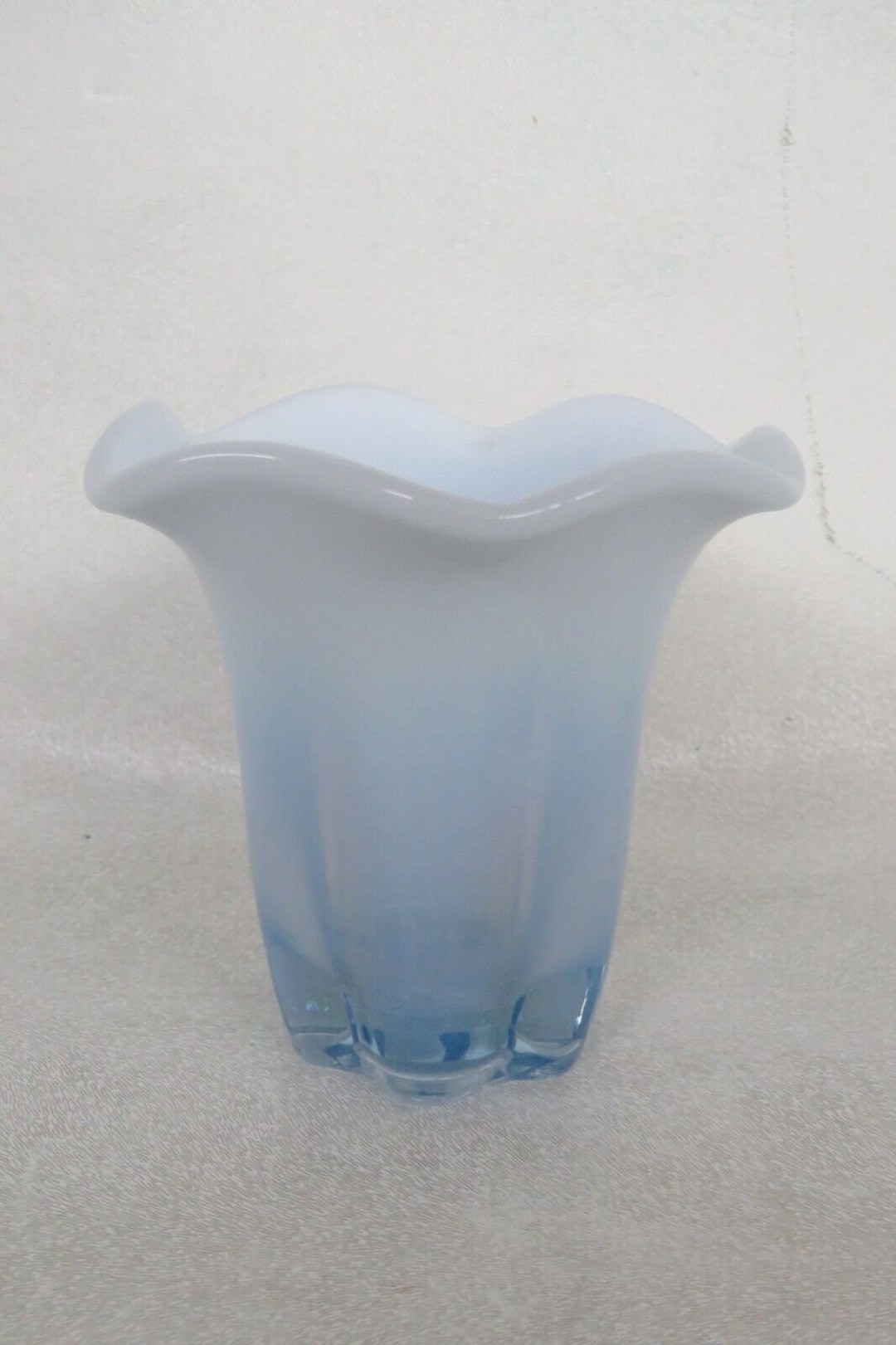 Duncan and Miller Glass Canterbury Opalescent Blue Ruffled Rim Small ...