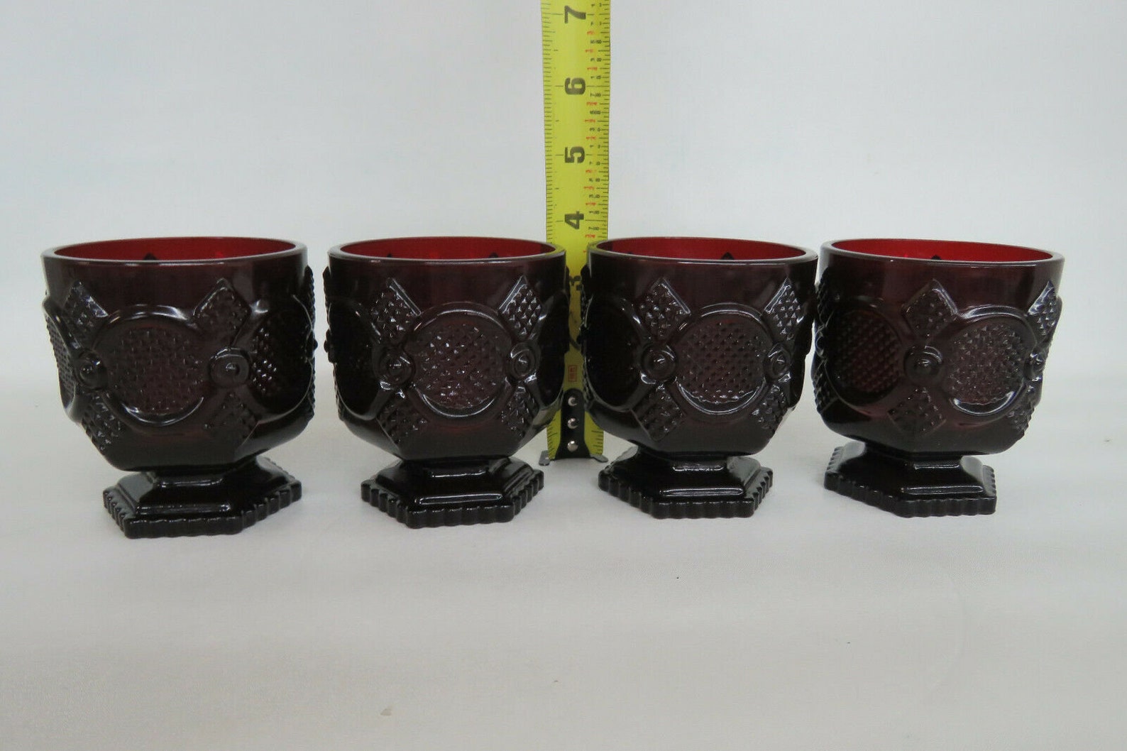 Avon Cape Cod Ruby Red Glass Set of 4 Footed Tumblers Dessert | Etsy