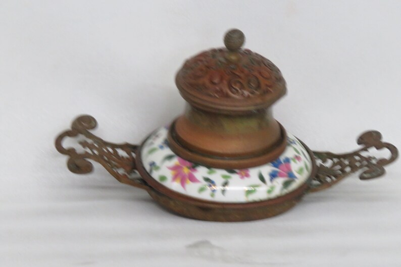 Victorian Early 1900s Inkwell Brass and Copper Finish With - Etsy