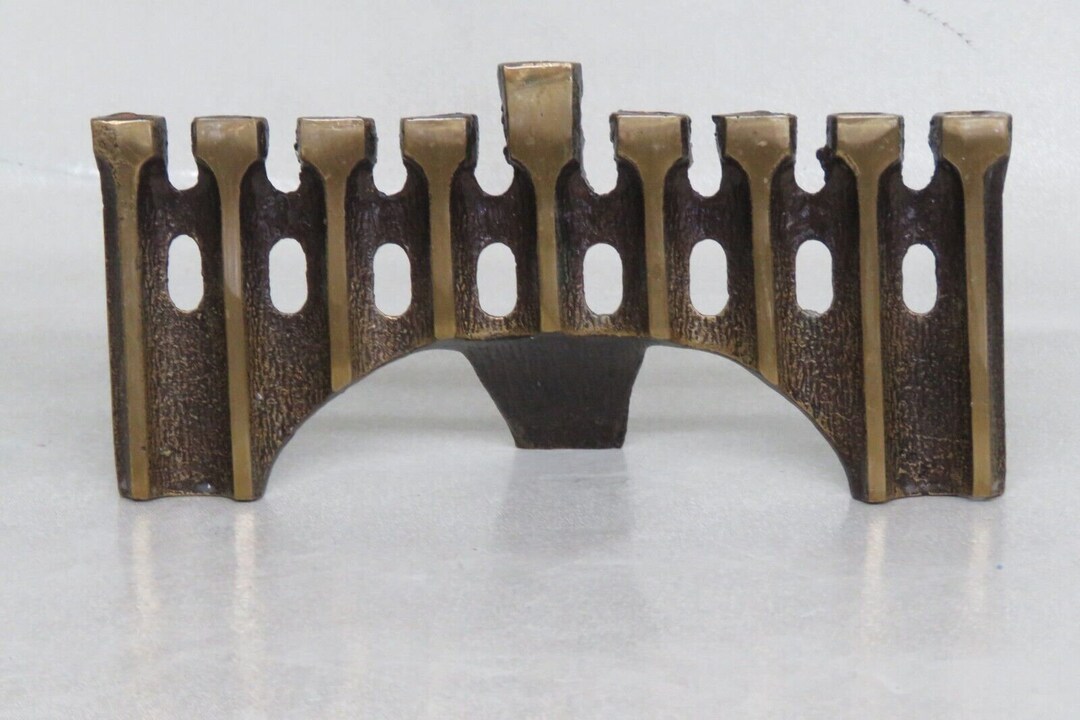 Mid Century Modern Brutalist Hen Helon Israel Brass Menorah Chanukiah ...
