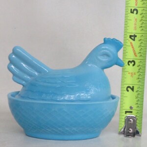Blue Slag Glass Chicken Hen on Nest Small Covered Dish 2914B - Etsy