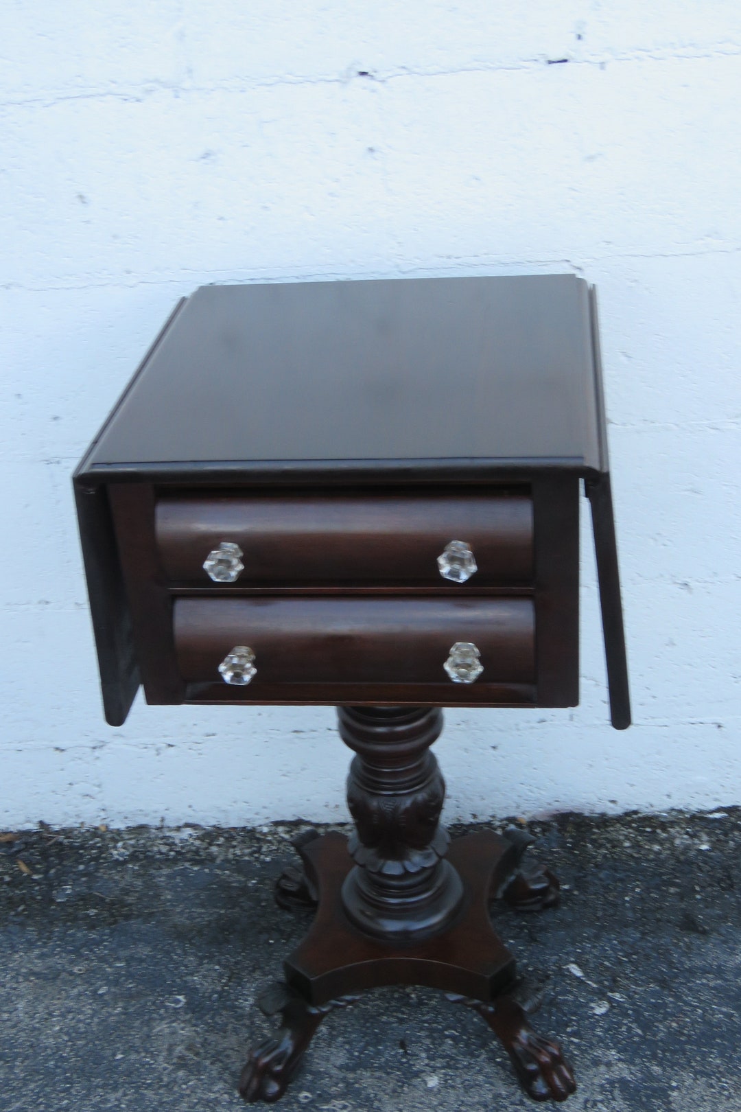 Empire Late 1800s Drop Leaf Mahogany Nightstand Side End Table 3575 ...