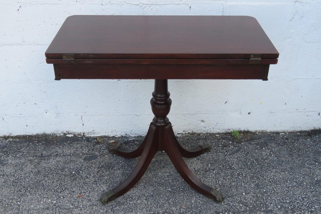 Duncan Phyfe Carved Mahogany Card Gaming Console Table 5565 SHIPPING ... Duncan Phyfe Carved Mahogany Card Gaming Console Table 5565 SHIPPING ...