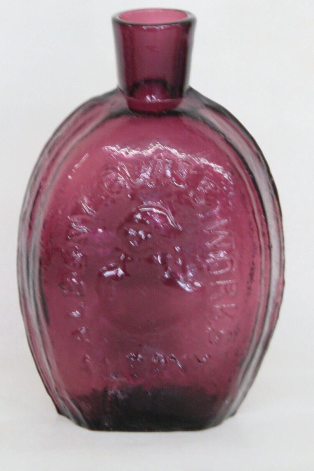 Albany Glass Works Purple George Washington Mayflower Flask Bottle ...