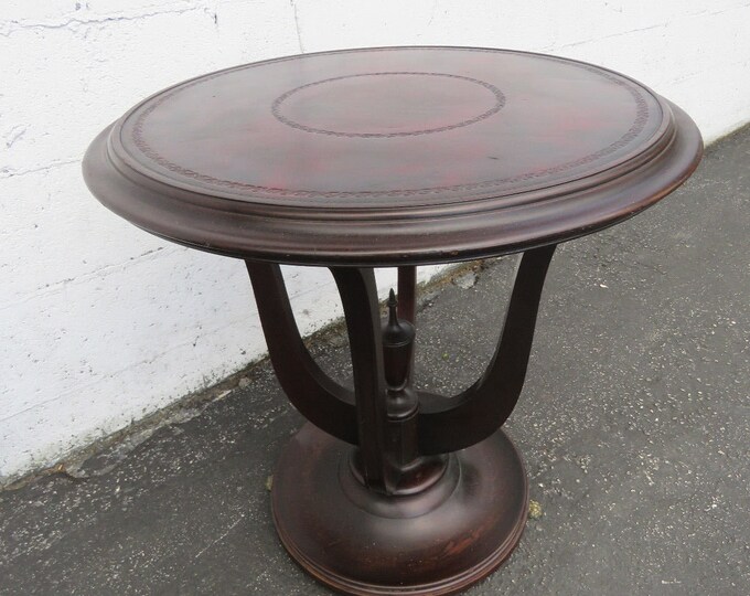 Mahogany Carved Round Leather Top Side Center Table 9139 - Etsy