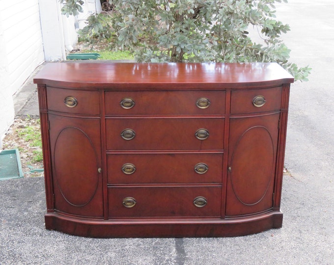 J B Van Sciver Early 1900s Carved Long Sideboard Buffet Credenza