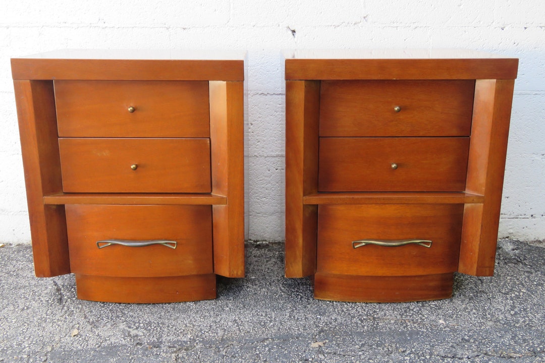 Basic Witz Mid Century Nightstands Side End Bedside Tables a Pair 5484 ...