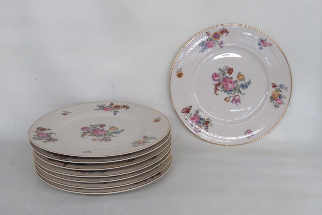 Limoges GOA Field Haviland Floral Ivory China France 8 Dinner Plates ...