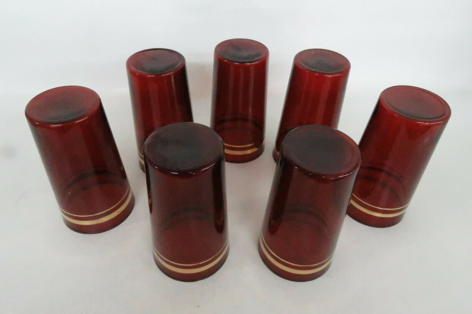 Ruby Red Glass Set of 7 Tumbler Water Juice Cups With Gold | Etsy
