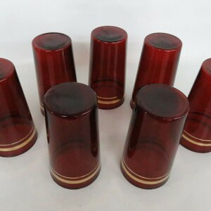 Ruby Red Glass Set of 7 Tumbler Water Juice Cups With Gold - Etsy