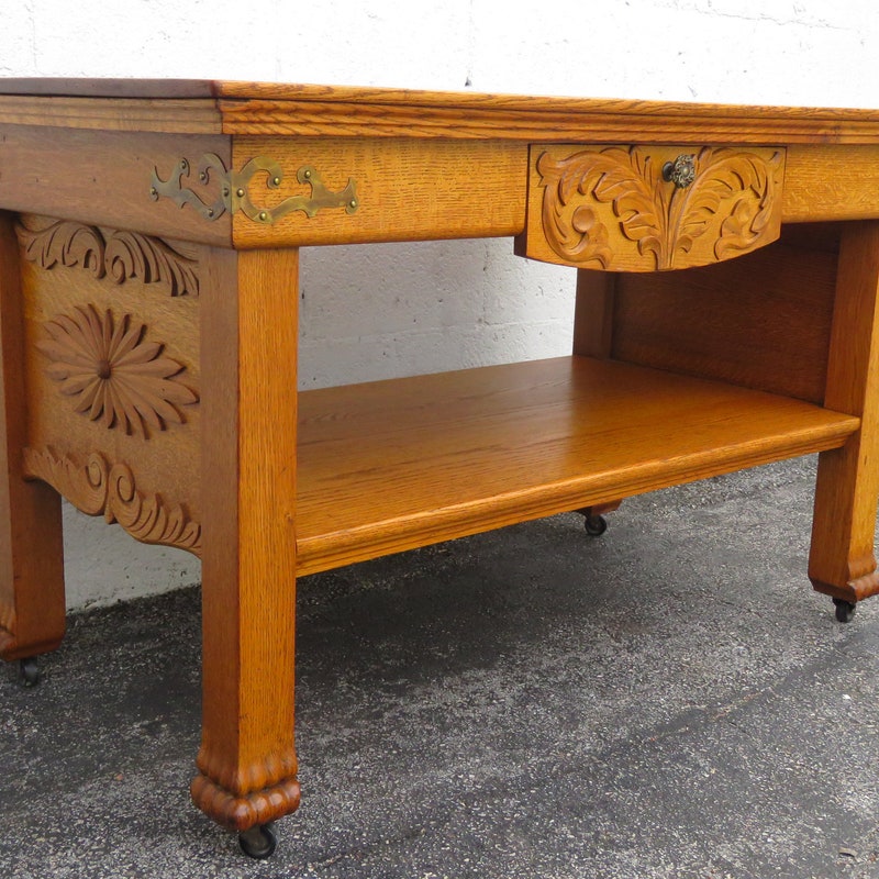 Antique Library Table - Etsy