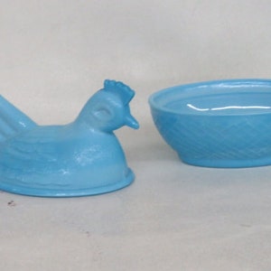 Blue Slag Glass Chicken Hen on Nest Small Covered Dish 2914B - Etsy