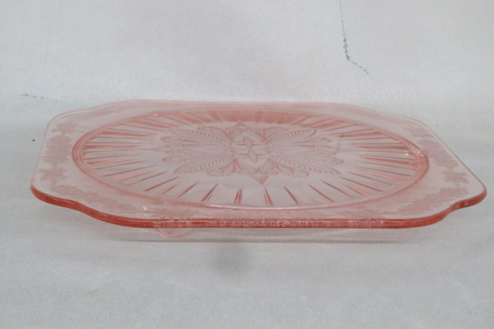 Jeannette Glass ADAM Pink Depression Glass Footed Cake Plate 4376B - Etsy