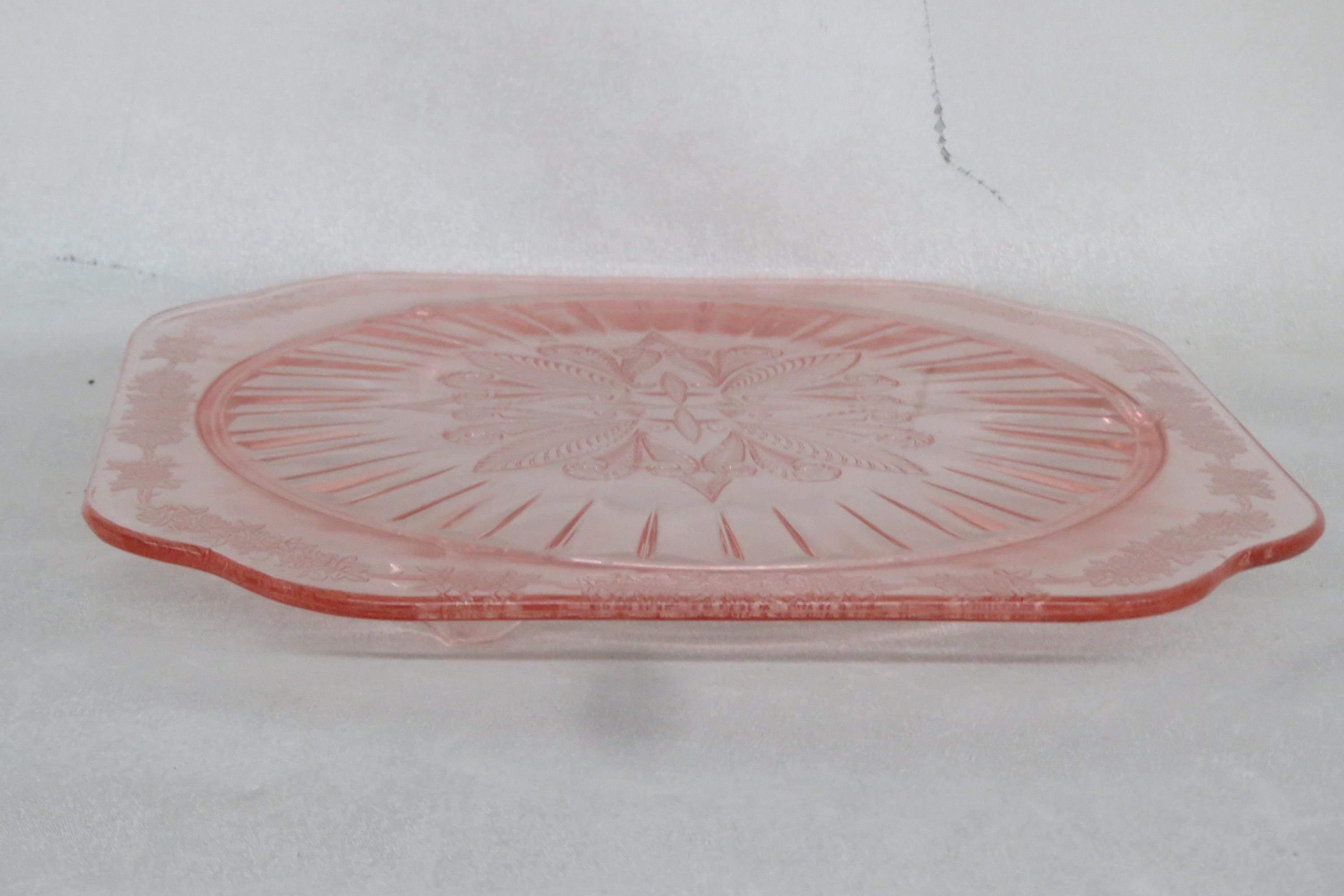 Jeannette Glass ADAM Pink Depression Glass Footed Cake Plate 4376B - Etsy