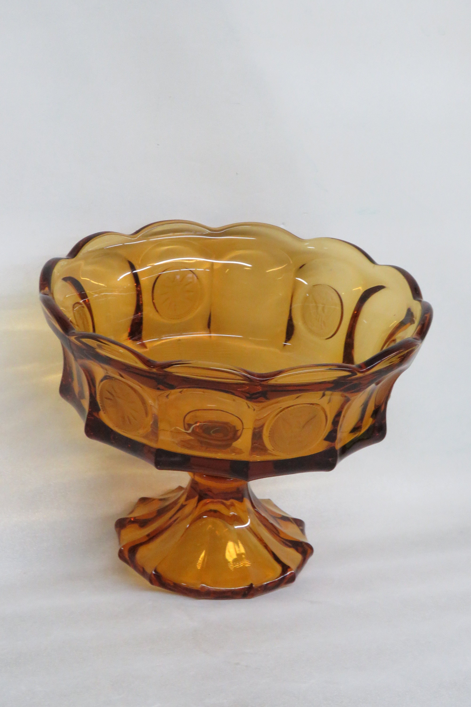 Fostoria Coin Glass Amber Color Large Footed Compote Fruit Bowl 3856B ...