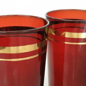 Ruby Red Glass Set of 7 Tumbler Water Juice Cups With Gold - Etsy