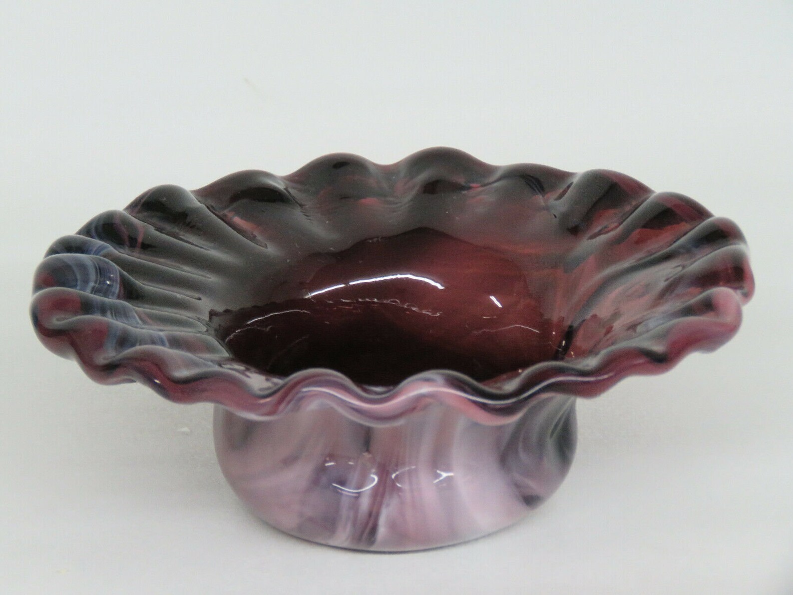 Purple Slag Glass Ruffled Rim Rose Potpourri Bowl Squat Vase | Etsy
