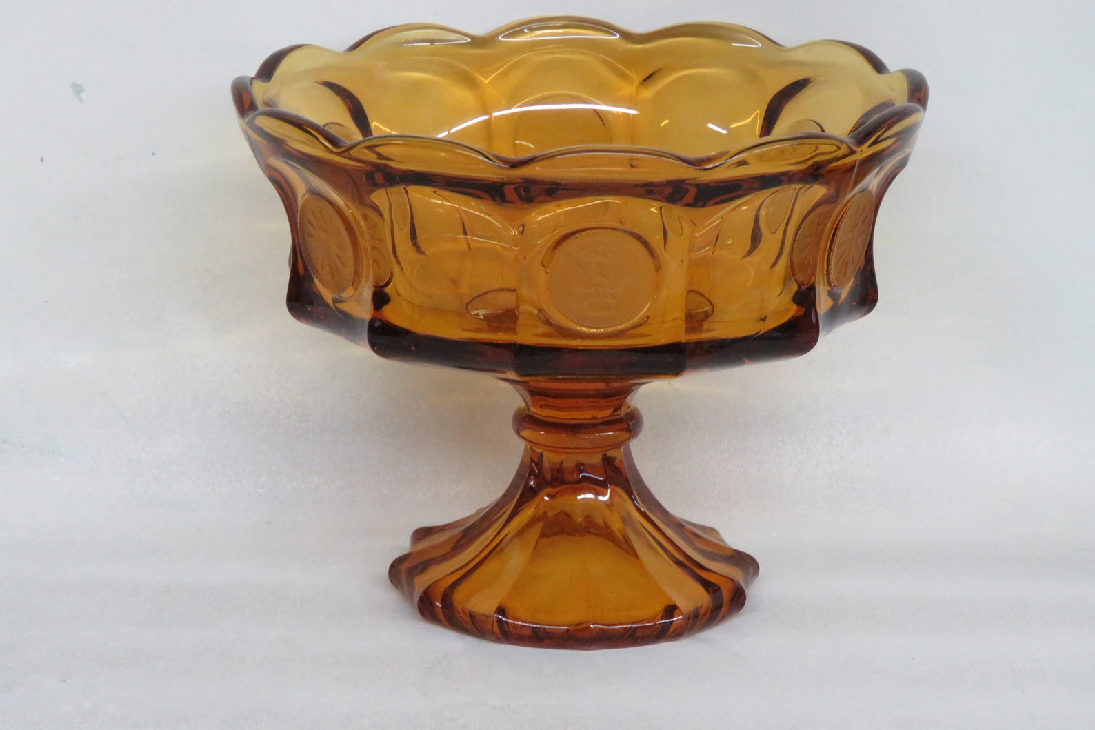 Fostoria Coin Glass Amber Color Large Footed Compote Fruit Bowl 3856B ...