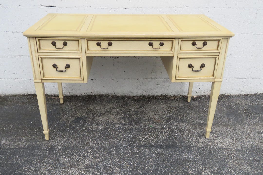 Sligh French Leather Top Painted Shabby Chic Writing Computer Office ...