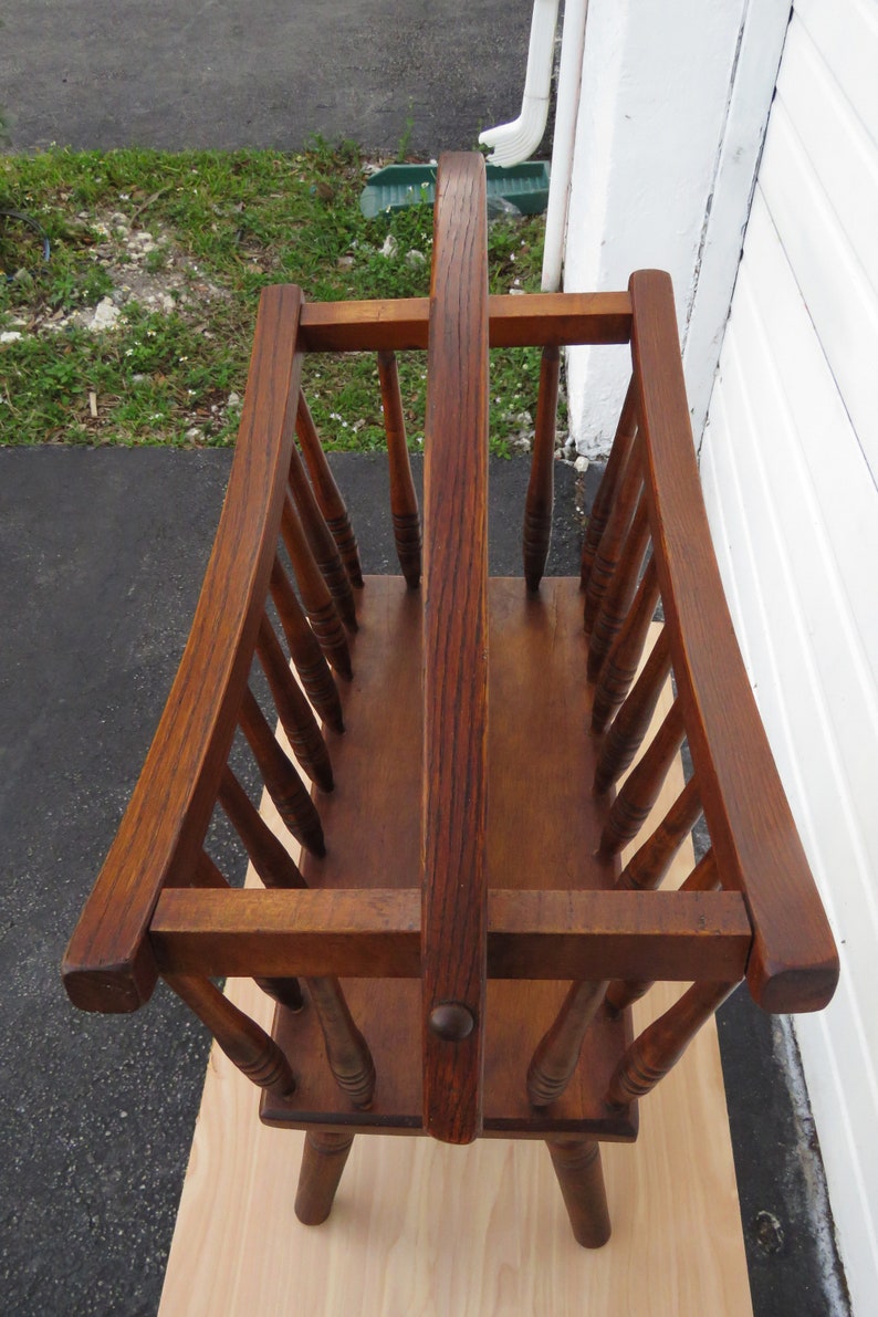 Solid Oak Vintage Newspaper Stand Magazine Rack 1901 | Etsy