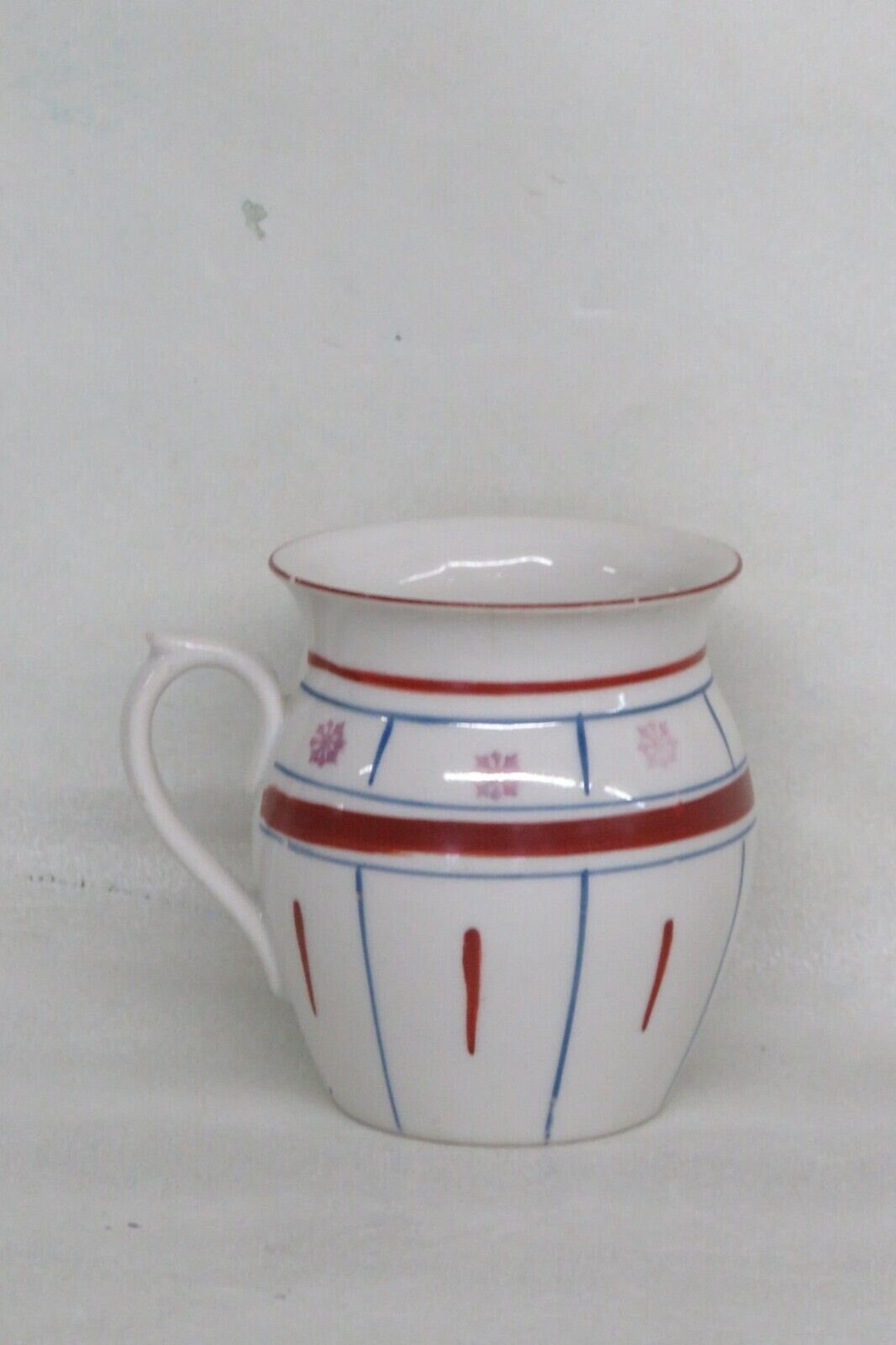Czechoslovakia Porcelain Red Blue Snowflake Design Small Pitcher ...