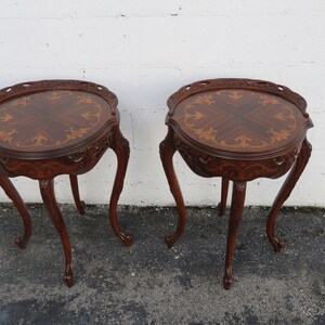 French Early 1900s Hand Carved Inlay Side End Tables a Pair - Etsy