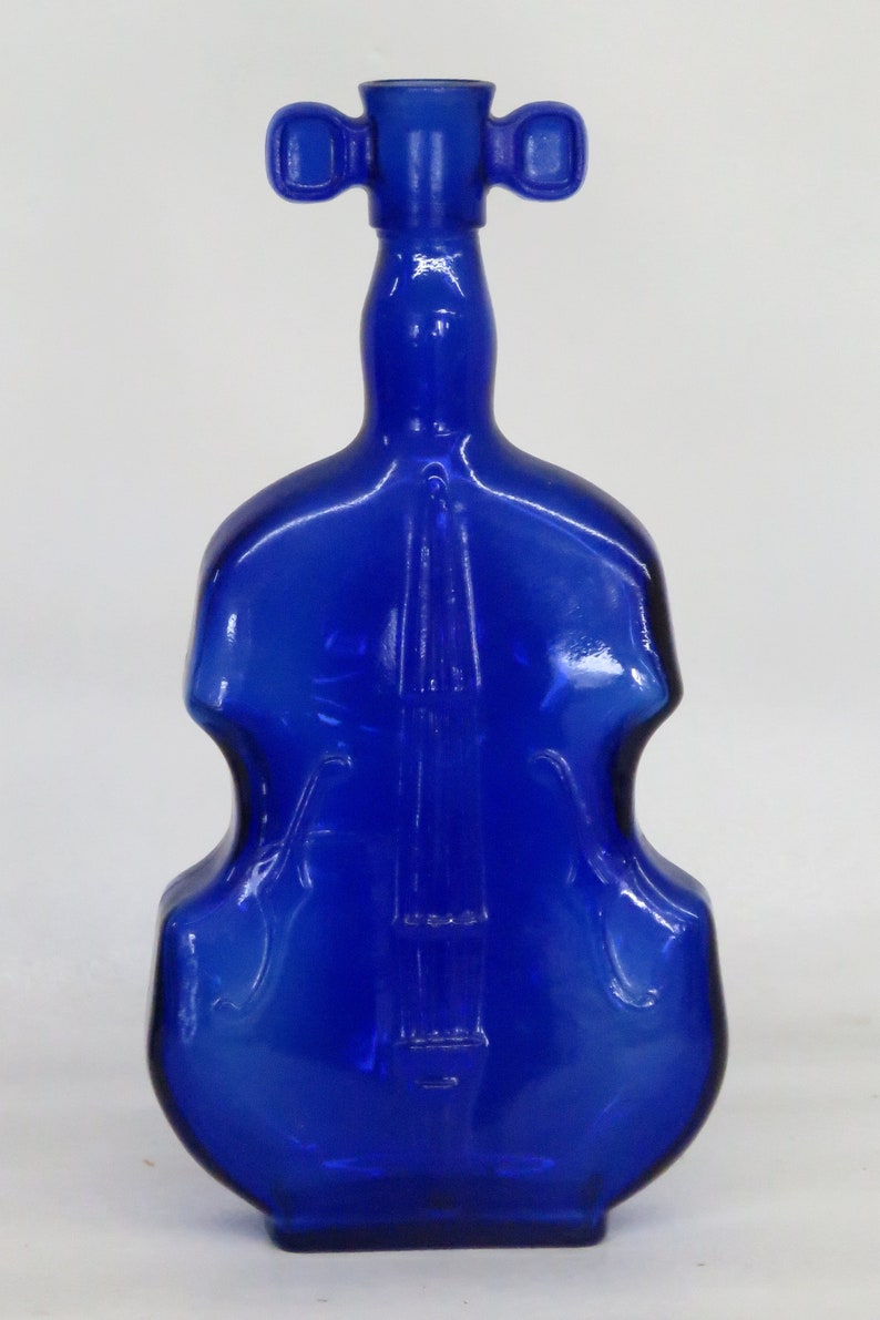 Violin Shape Bottles Decanters Vases Vintage Cobalt Blue Glass - Etsy