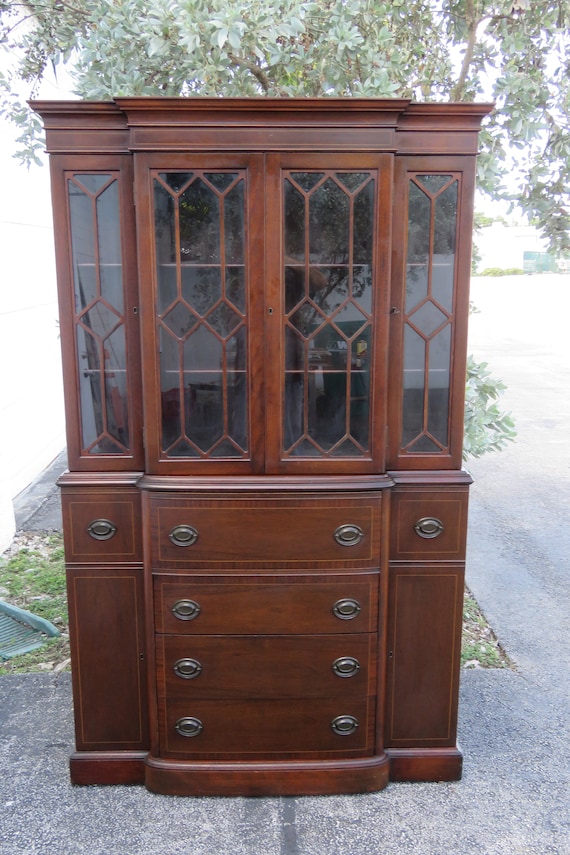 Maddox Mahogany Breakfront China Display Cabinet Cupboard 3595 SHIPPING NOT INCLUDED Please Ask for Shipping Quote Etsy
