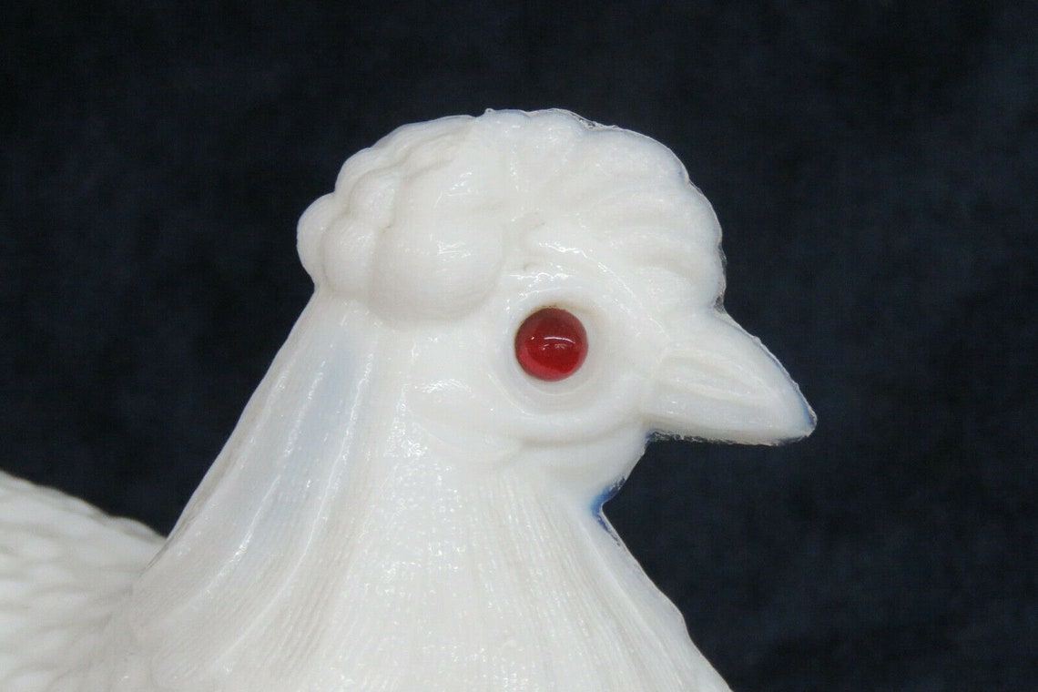 White Milk Glass Turned Head Hen on Nest Chicken Lid Only 2036B - Etsy