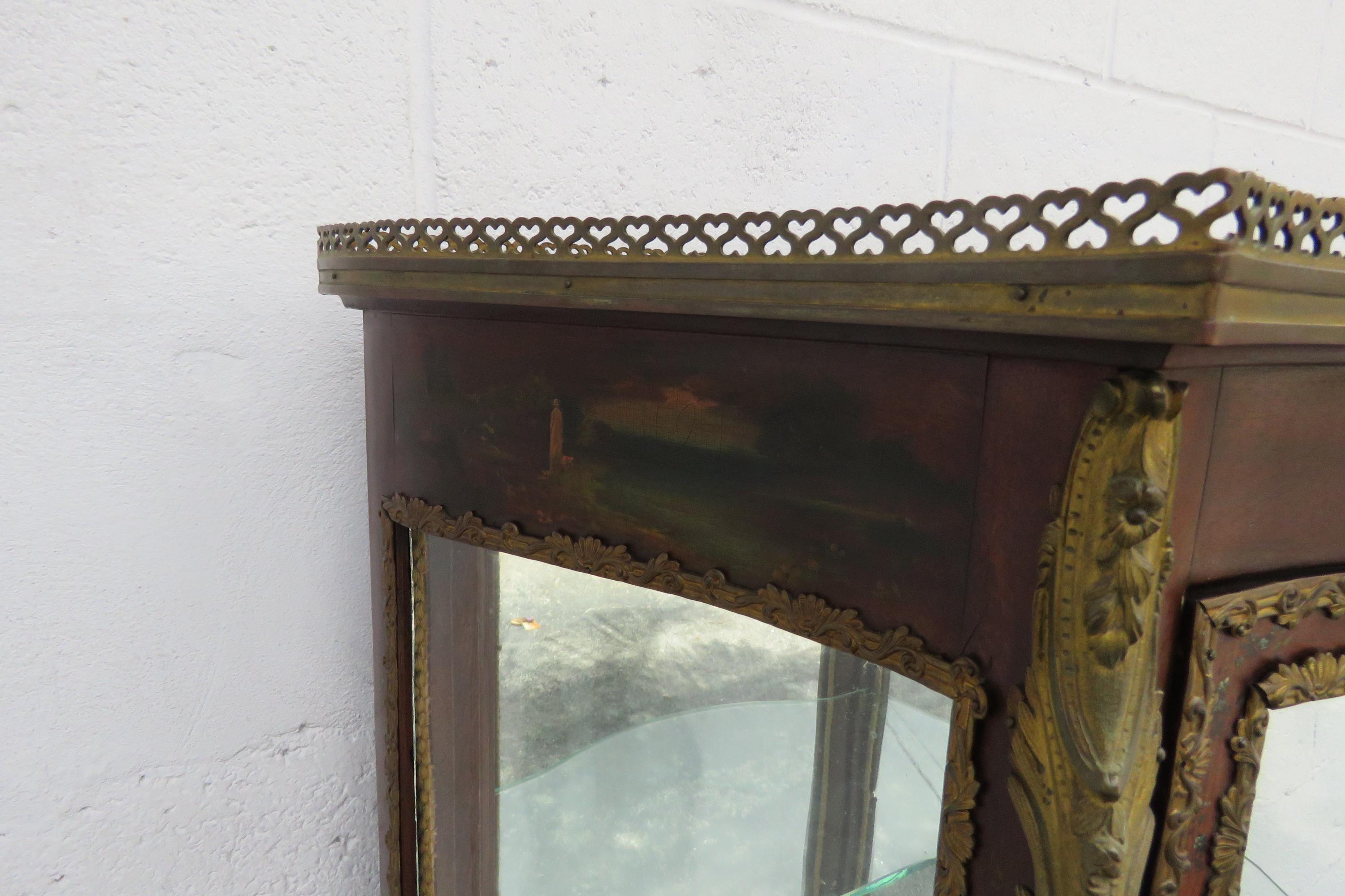 French Late 1800s Hand Painted Vitrine Display Curio Cabinet Cupboard ...