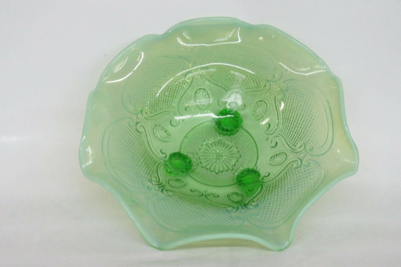 Northwood Lattice and Medallions Green Opalescent Glass Candy - Etsy