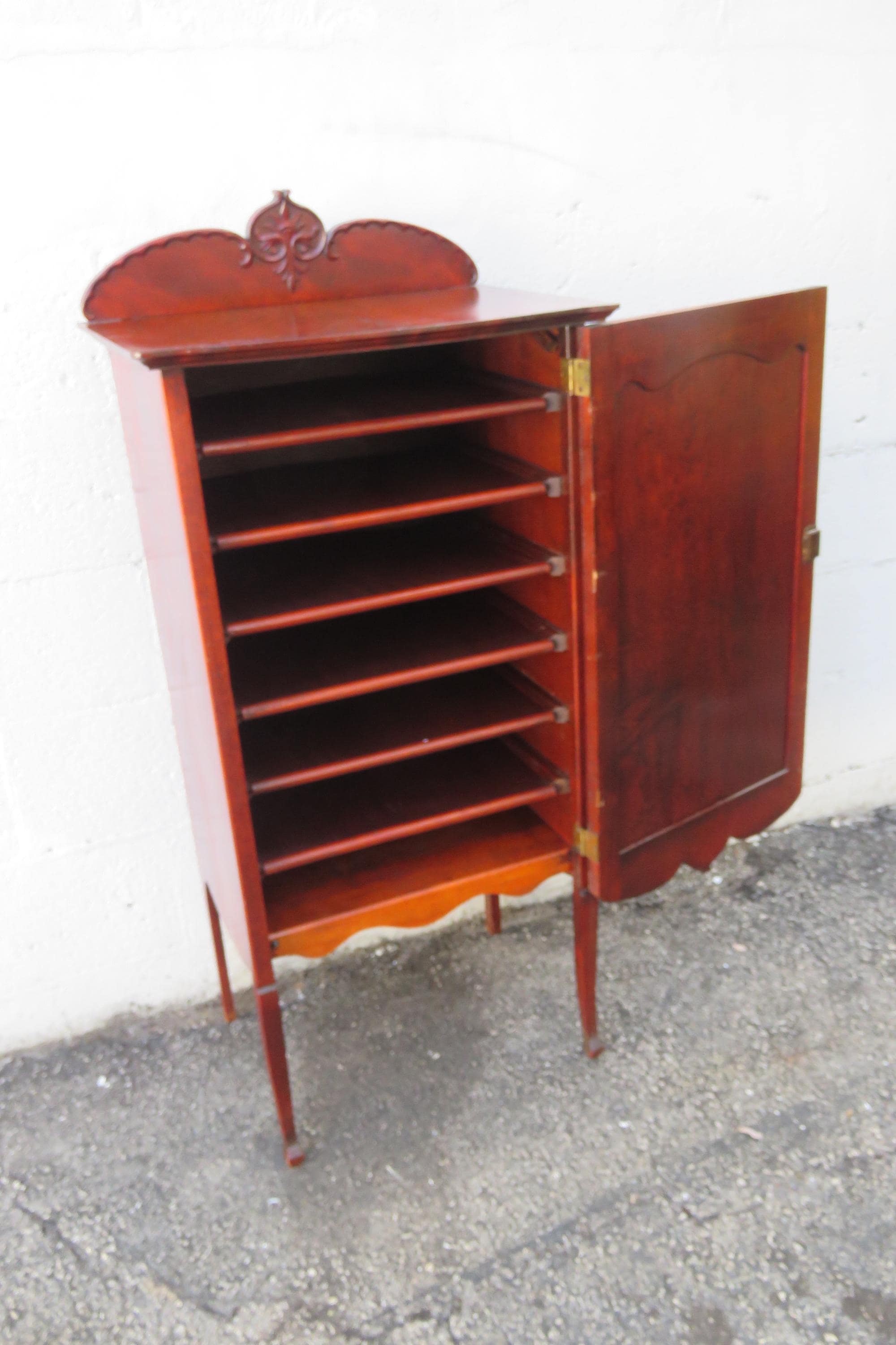 Late 1800s Victorian Carved Storage Music Record Cabinet 5962 SHIPPING ...