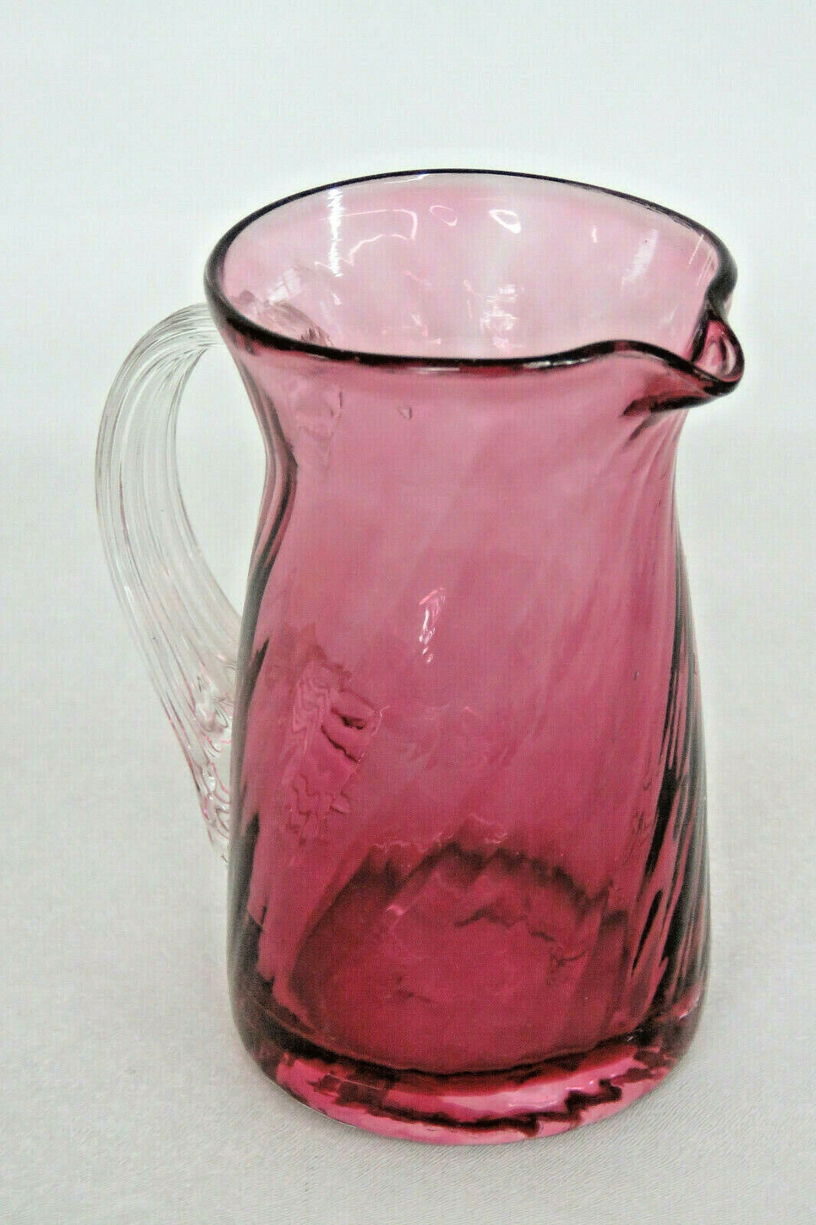 Pilgrim Style Cranberry Glass Miniature Pitcher With Clear Handle 997B ...