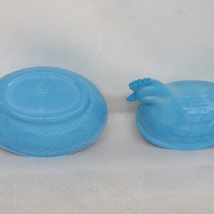 Blue Slag Glass Chicken Hen on Nest Small Covered Dish 2914B - Etsy