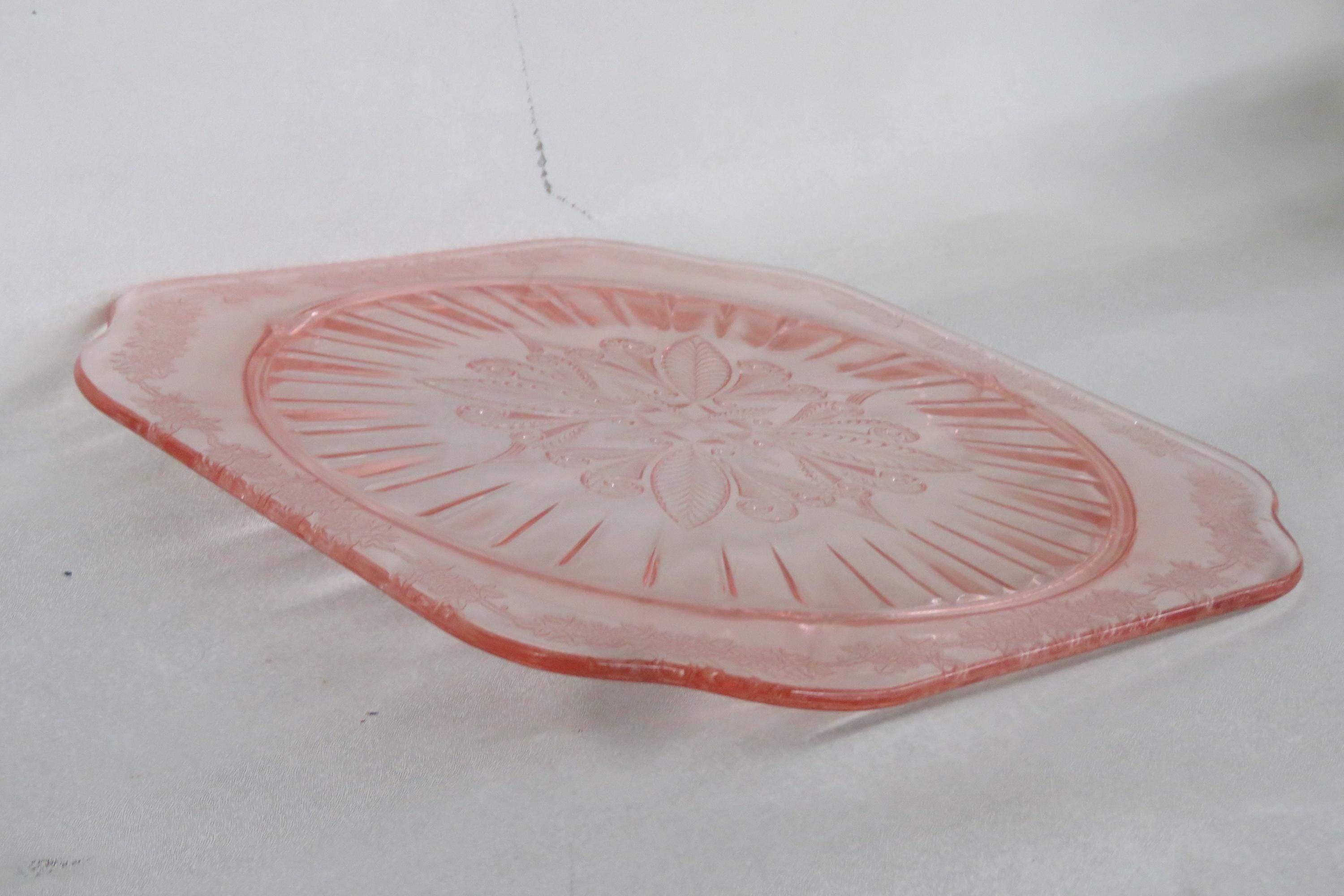 Jeannette Glass ADAM Pink Depression Glass Footed Cake Plate 4376B - Etsy