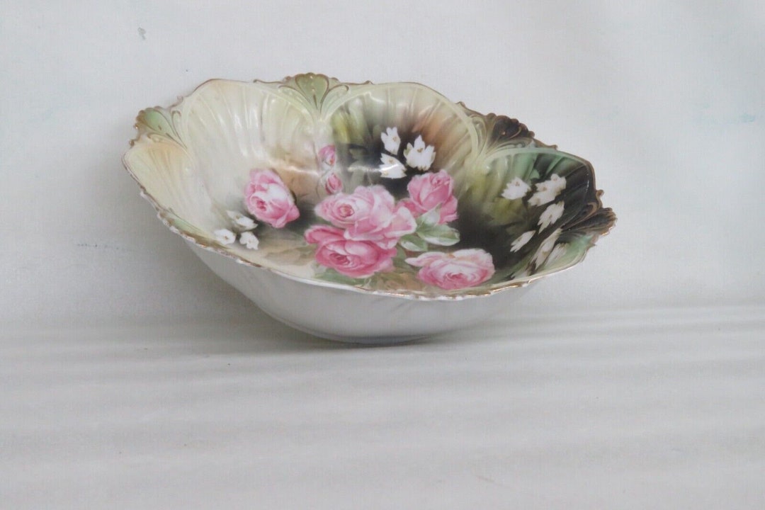 RS Prussia Porcelain Floral Pink Roses Large Serving Bowl 3161B - Etsy