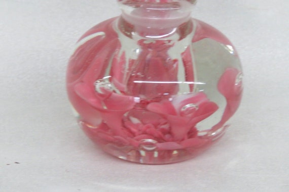 Joe St Clair Art Glass Pink Floral Paperweight Perfum… - Gem