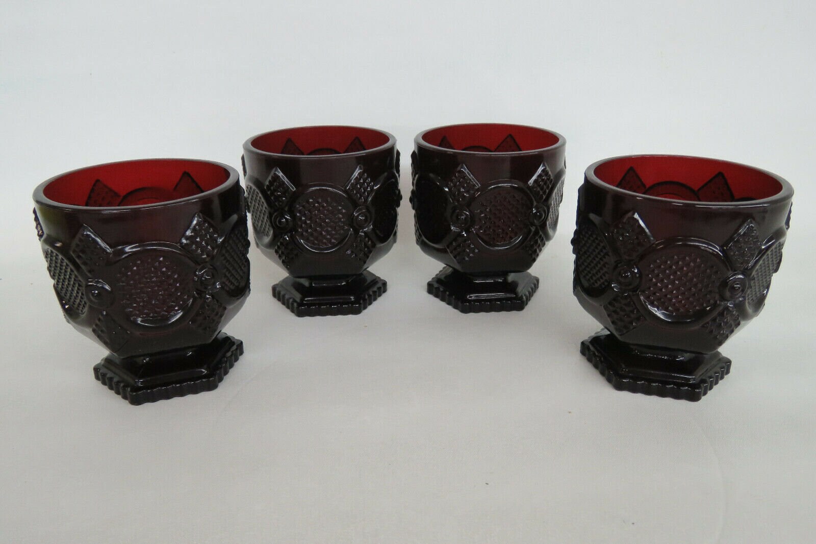 Avon Cape Cod Ruby Red Glass Set of 4 Footed Tumblers Dessert | Etsy