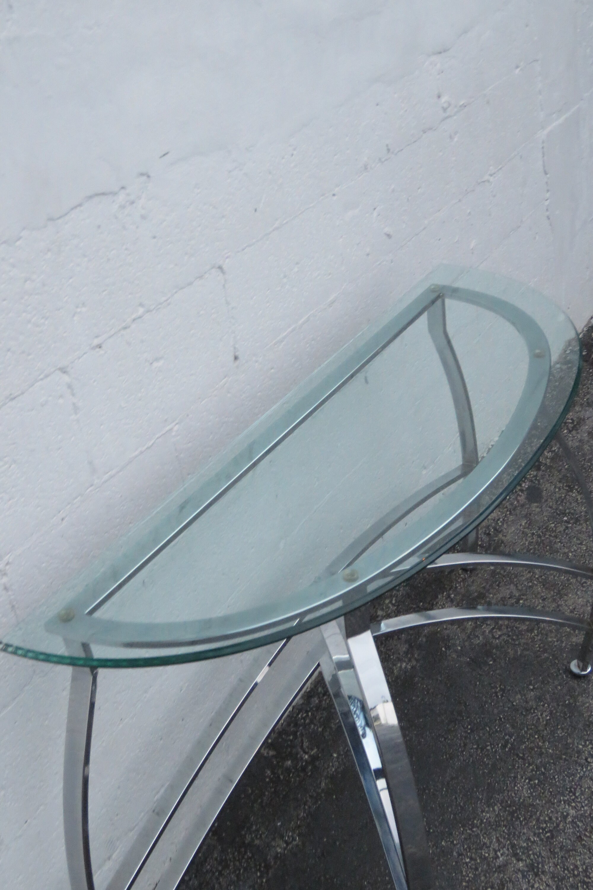 Mid Century Modern Chrome and Glass Top Console Table 3794 - Etsy