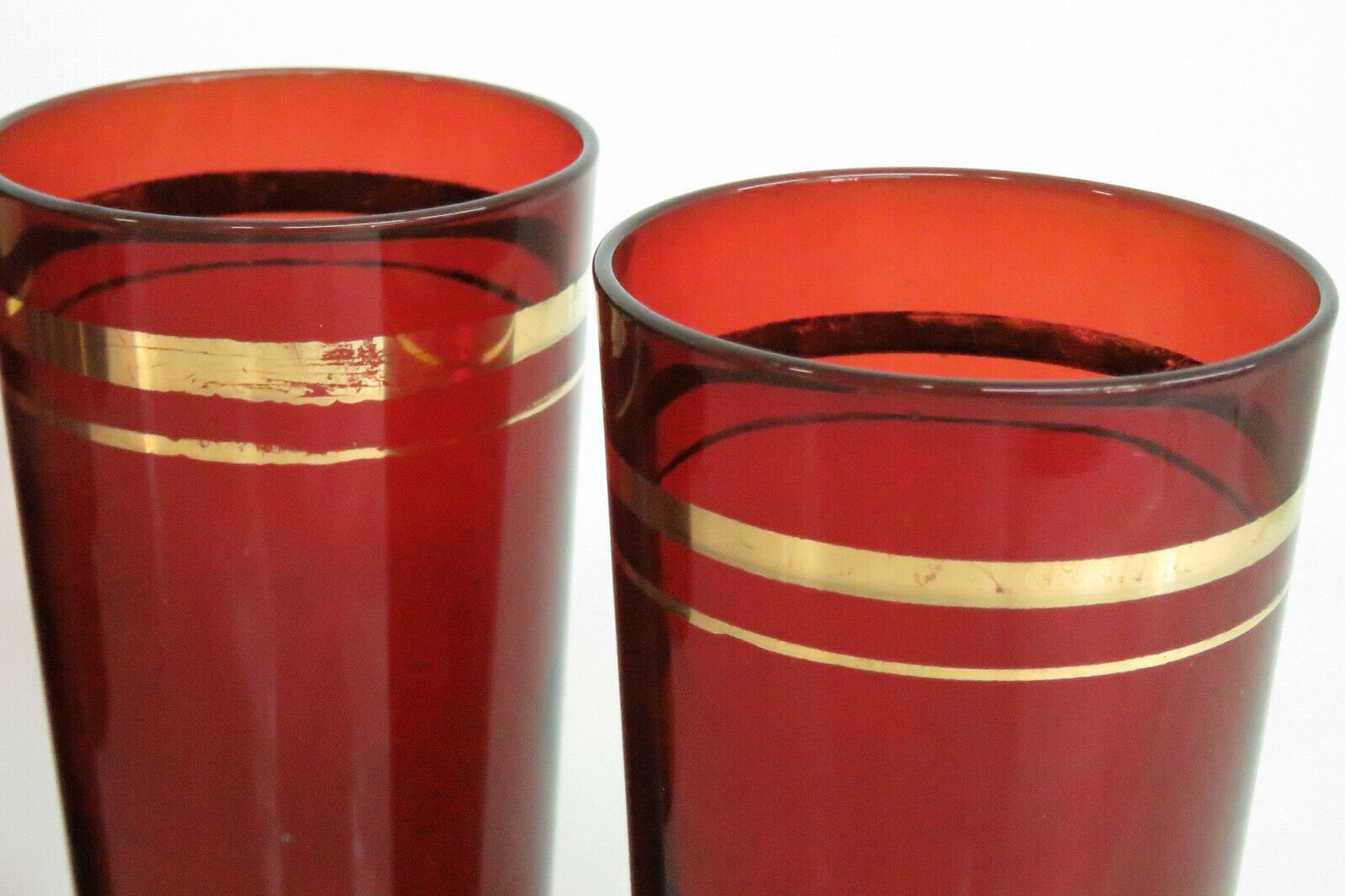 Ruby Red Glass Set of 7 Tumbler Water Juice Cups With Gold - Etsy