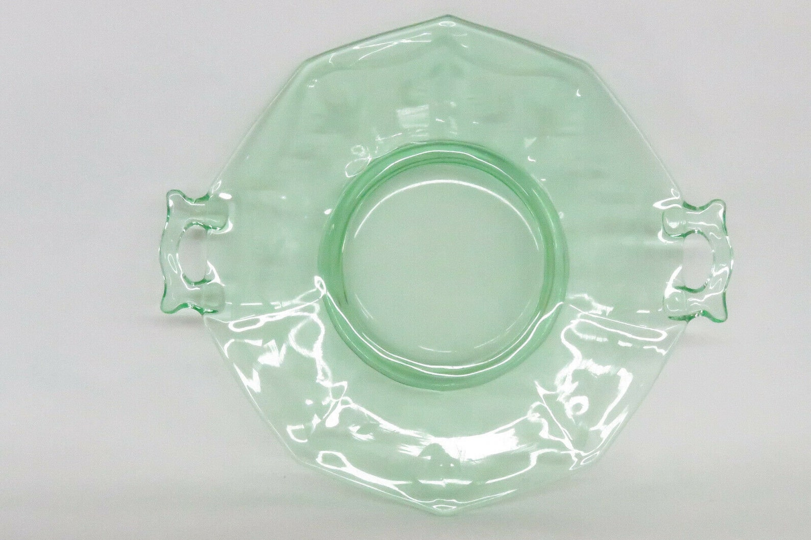 Green Etched Depression Glass Octagon Serving Dish Tray With - Etsy