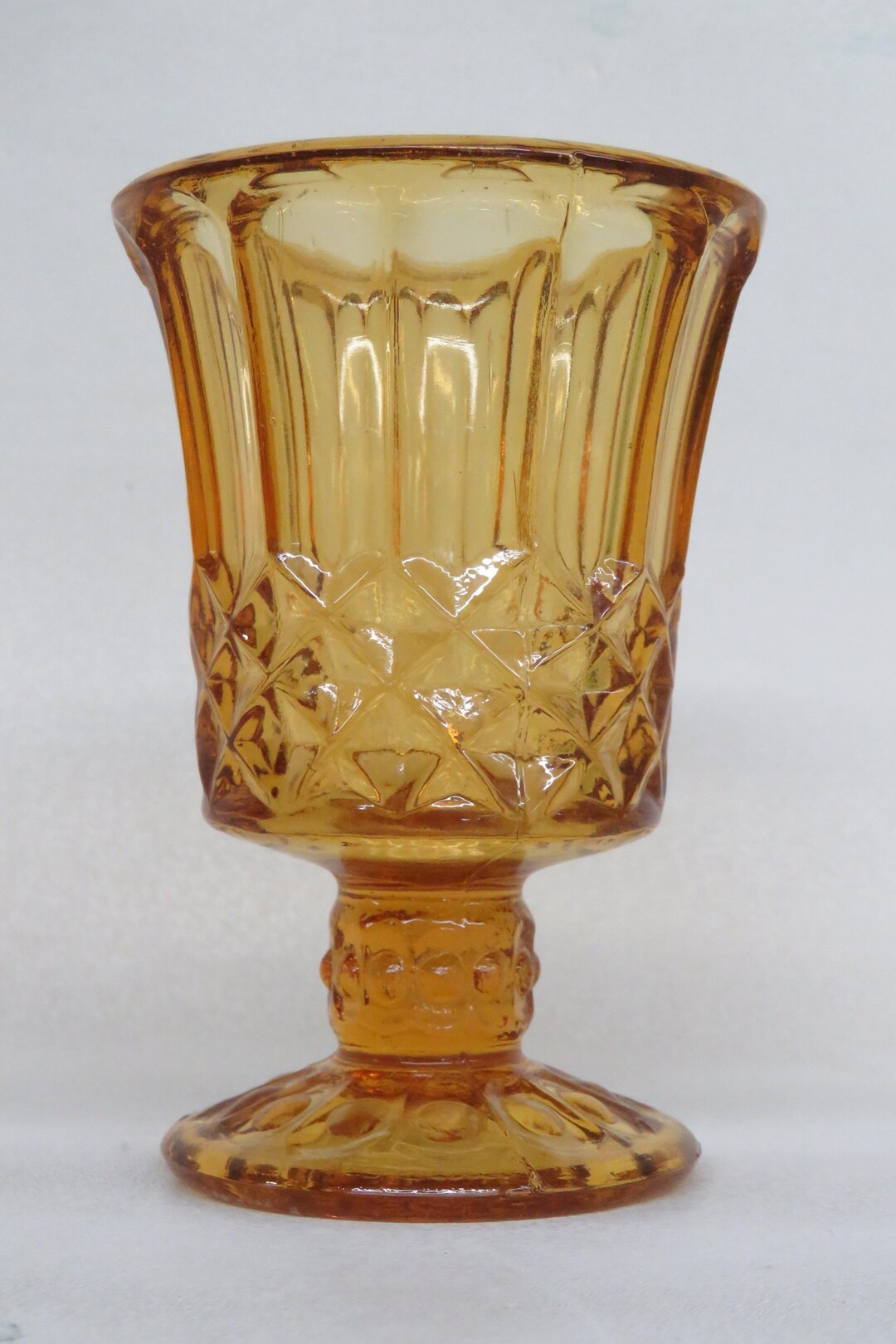 Amber Glass Diamond Cut Small Goblet Cup 4094B - Etsy
