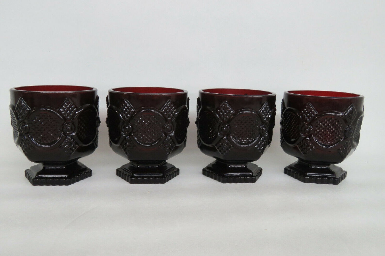 Avon Cape Cod Ruby Red Glass Set of 4 Footed Tumblers Dessert - Etsy