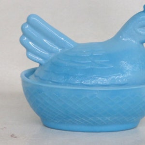 Blue Slag Glass Chicken Hen on Nest Small Covered Dish 2914B - Etsy