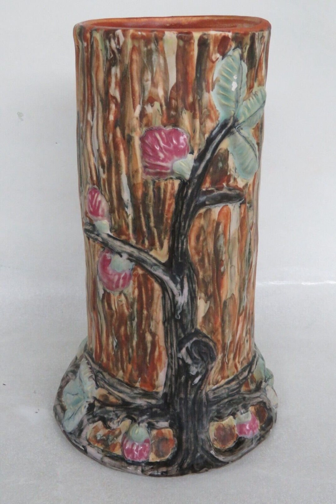 Weller Vase Warwick Art Pottery Tree Trunk Floral Collectible Large ...
