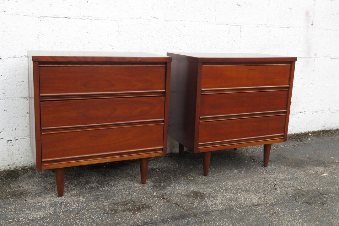 Dixie Mid Century Modern Nightstands Side End Bedside Tables a Pair ...